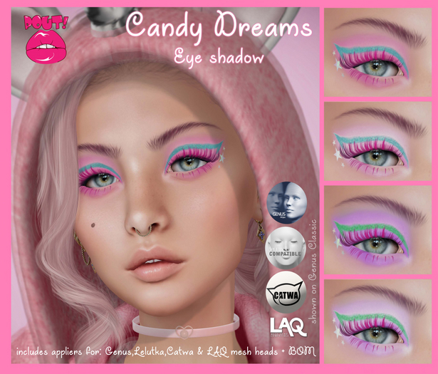 Second Life Marketplace - [POUT!] Candy Dreams Eye Shadow